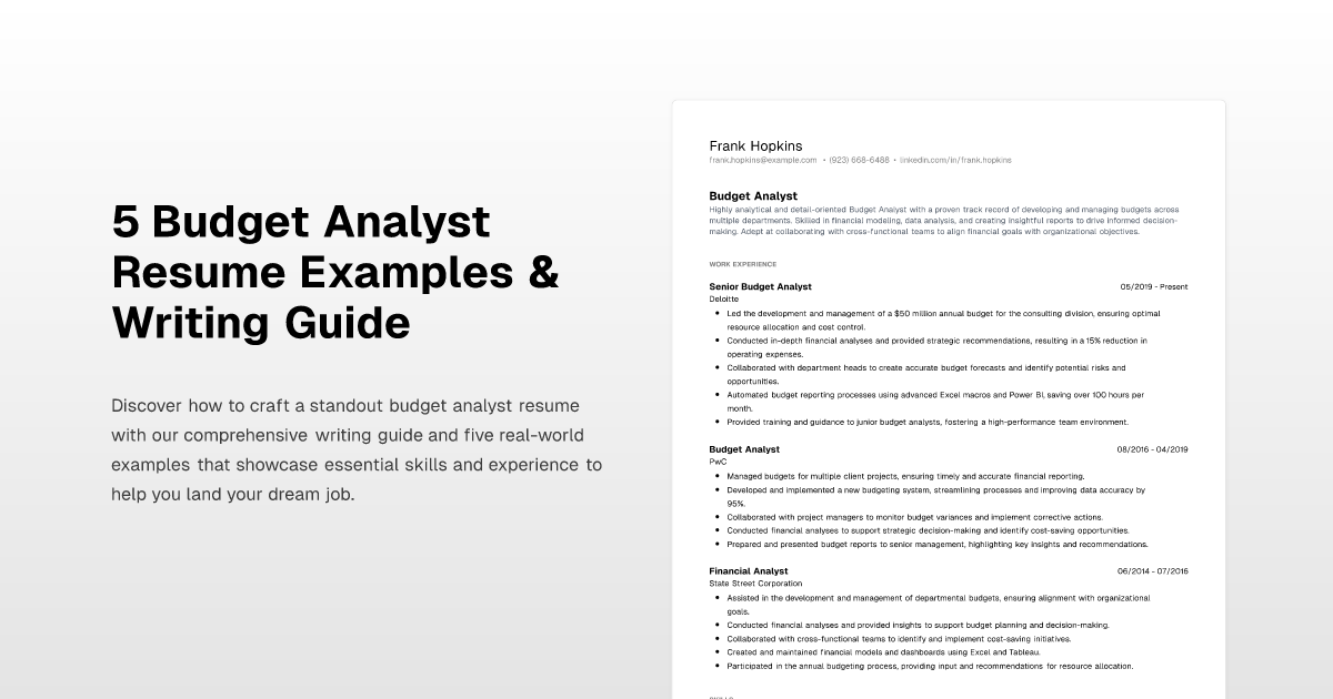 5 Budget Analyst Resume Examples & Writing Guide