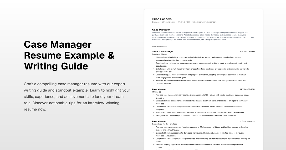 Case Manager Resume Example & Writing Guide