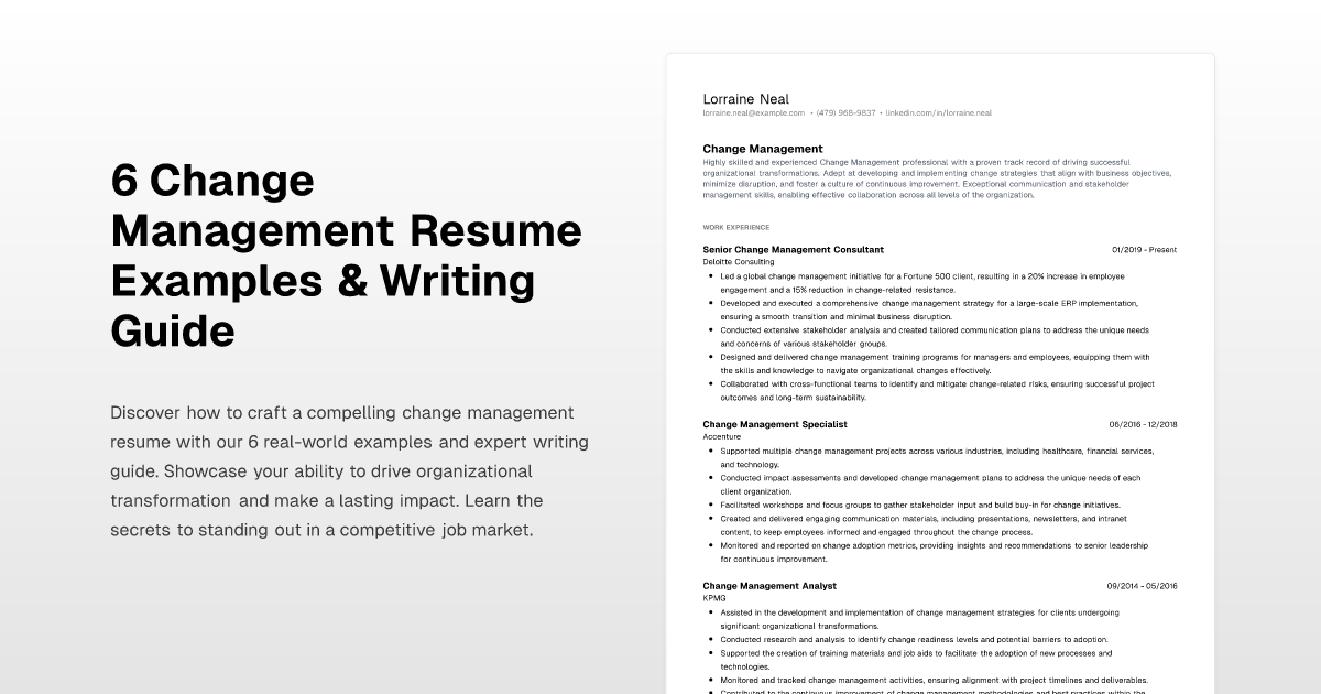 6 Change Management Resume Examples & Writing Guide