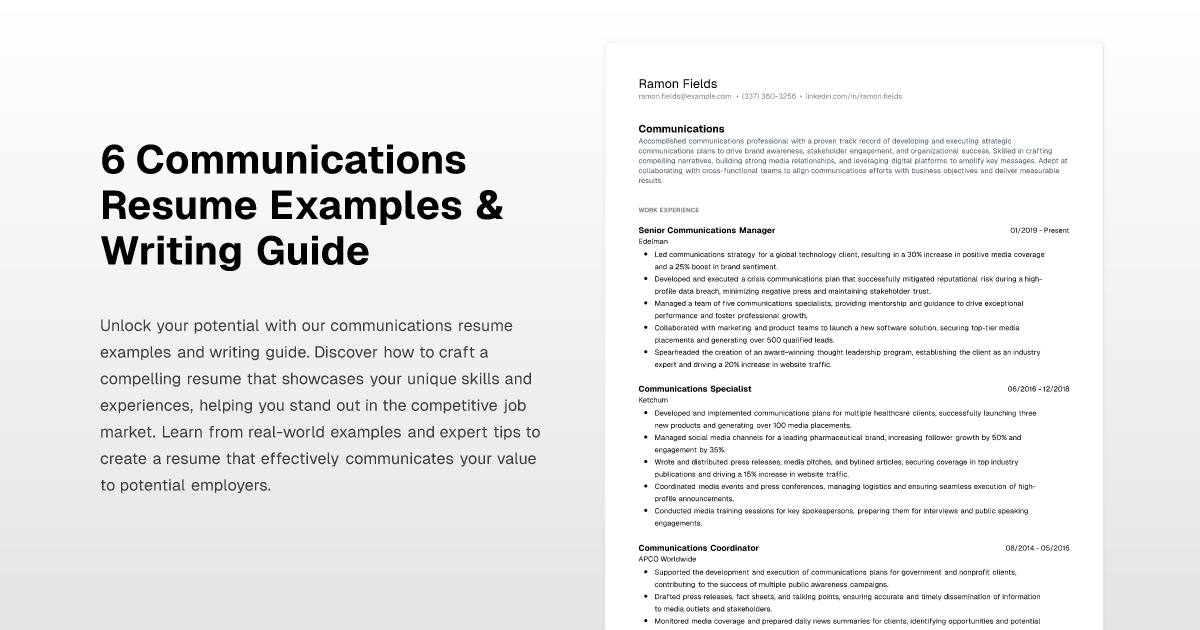 6 Communications Resume Examples & Writing Guide