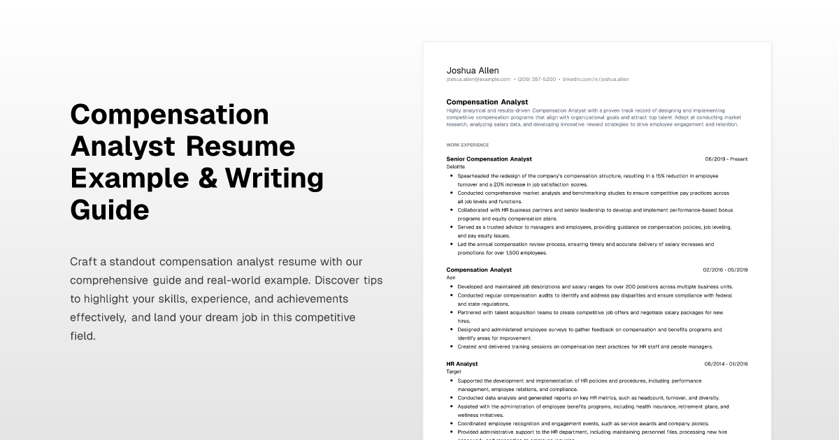 Compensation Analyst Resume Example & Writing Guide