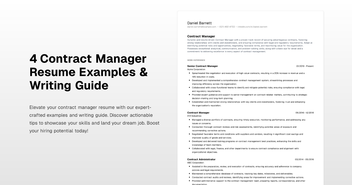 4 Contract Manager Resume Examples & Writing Guide