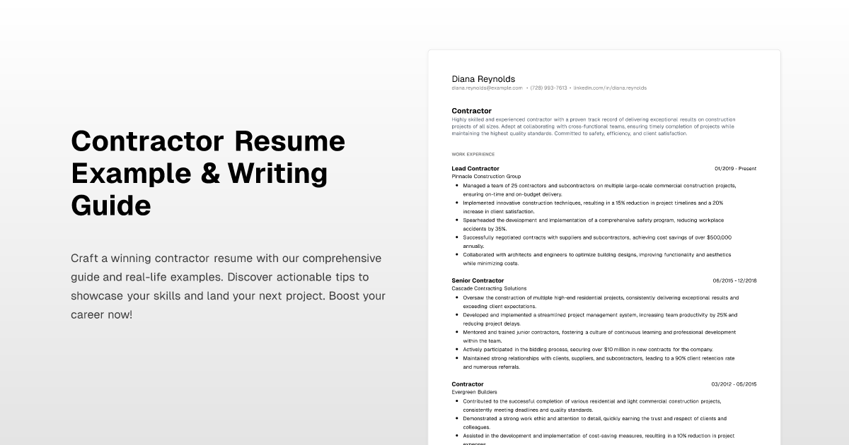 Contractor Resume Example & Writing Guide