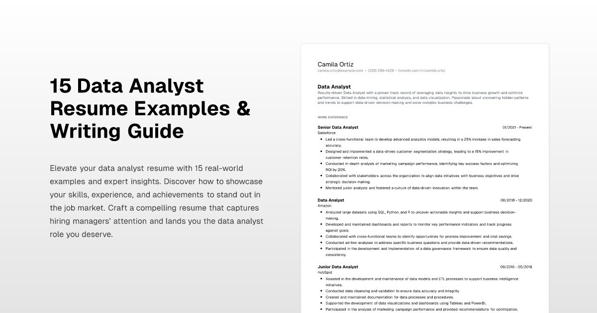 15 Data Analyst Resume Examples & Writing Guide