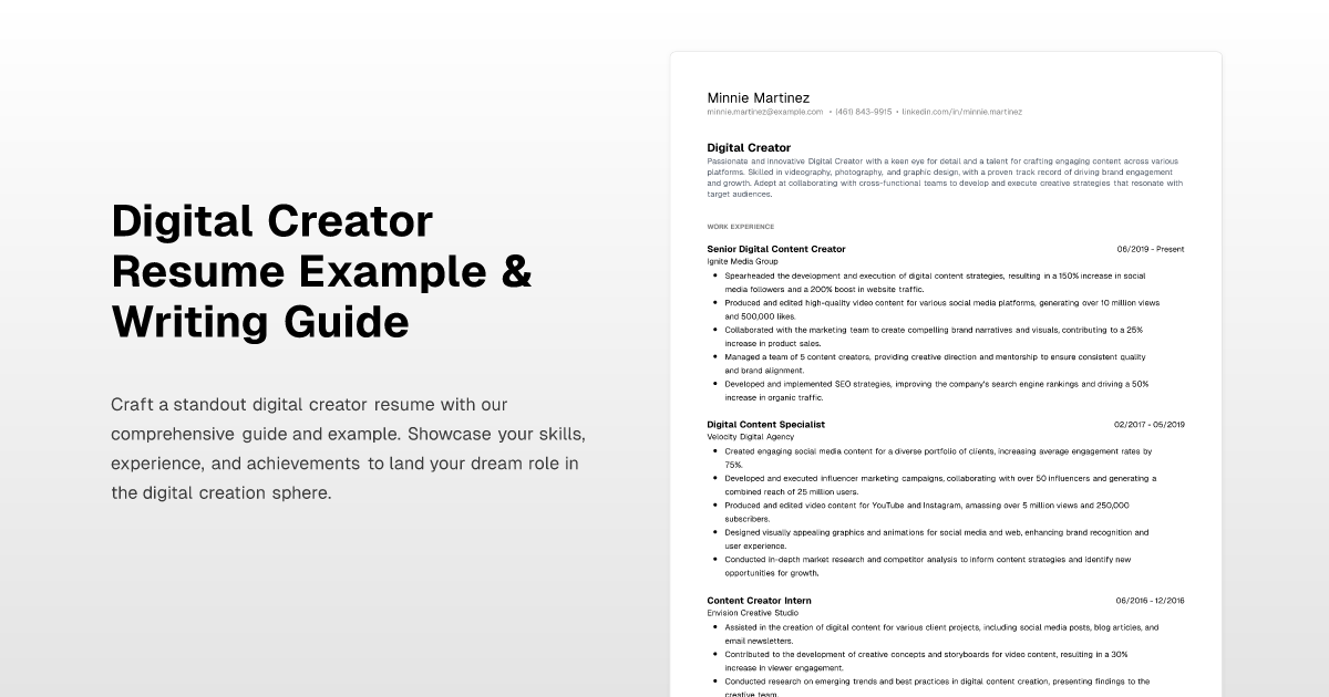 Digital Creator Resume Example & Writing Guide