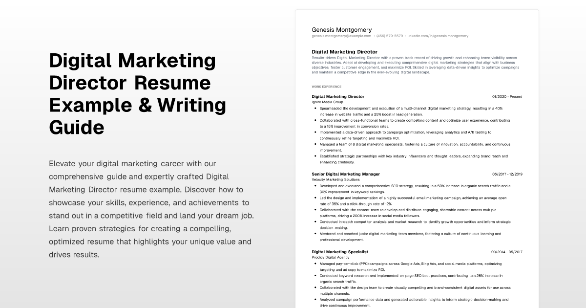 Digital Marketing Director Resume Example & Writing Guide