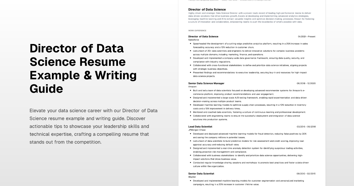 Director of Data Science Resume Example & Writing Guide