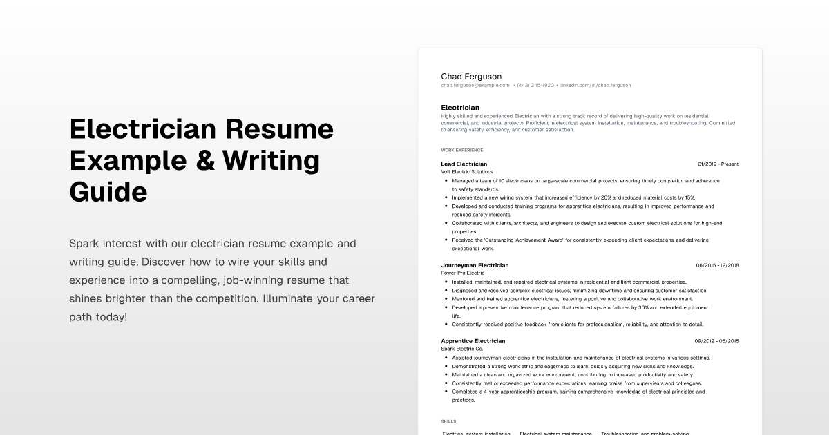 Electrician Resume Example & Writing Guide