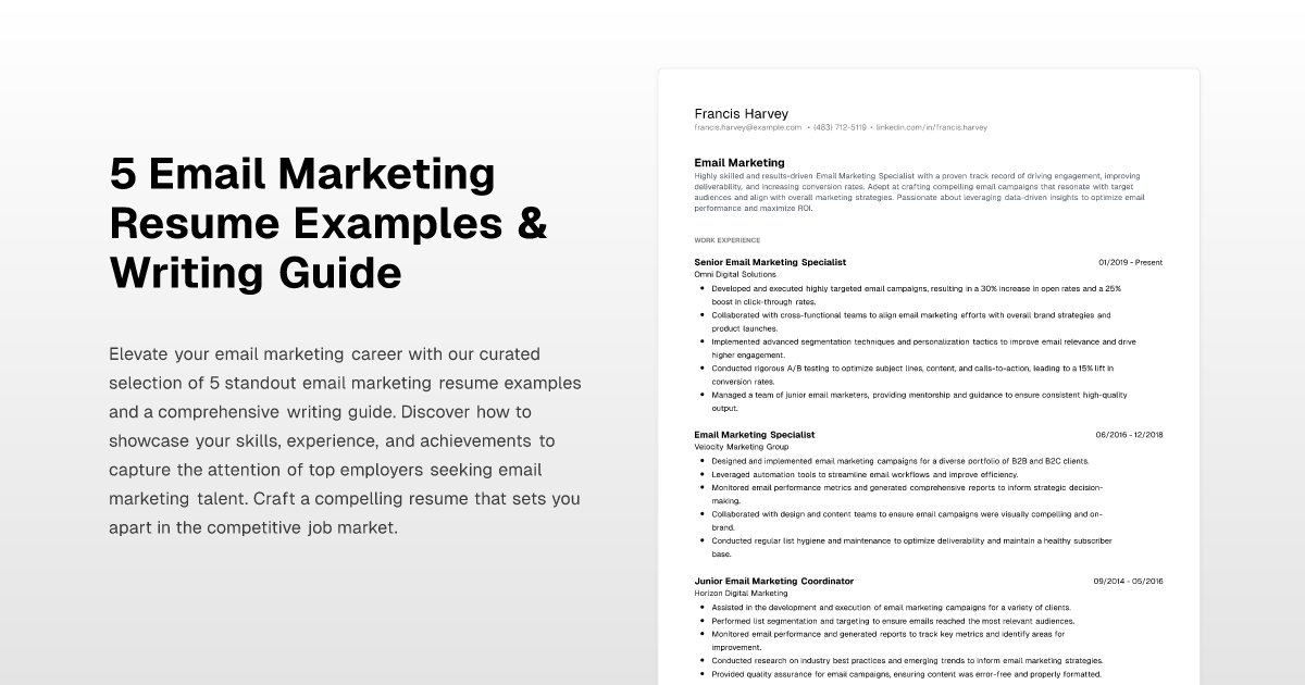 5 Email Marketing Resume Examples & Writing Guide