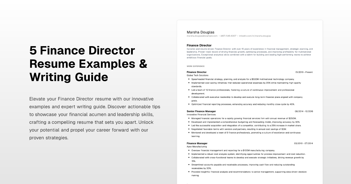 5 Finance Director Resume Examples & Writing Guide