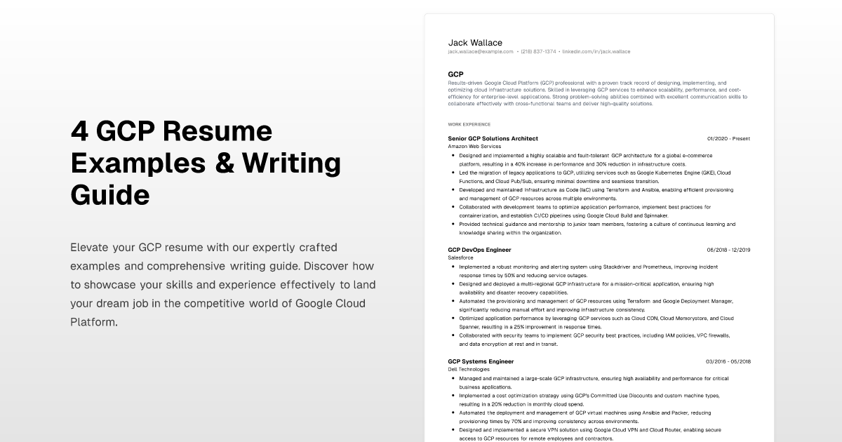 4 GCP Resume Examples & Writing Guide