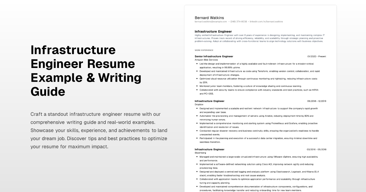 Infrastructure Engineer Resume Example & Writing Guide