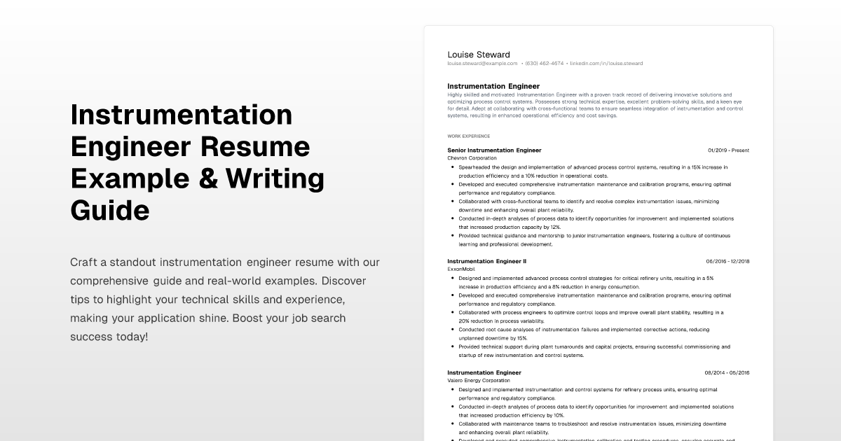 Instrumentation Engineer Resume Example & Writing Guide