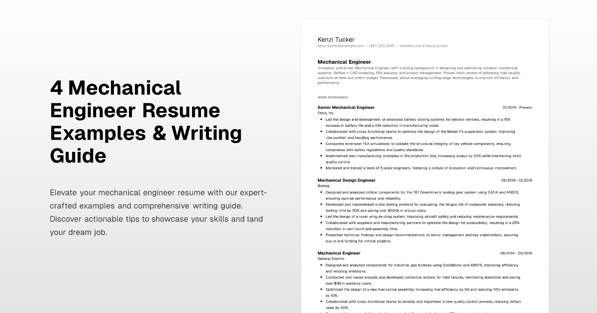 4 Mechanical Engineer Resume Examples & Writing Guide
