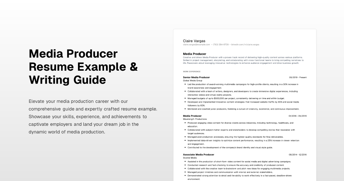 Media Producer Resume Example & Writing Guide