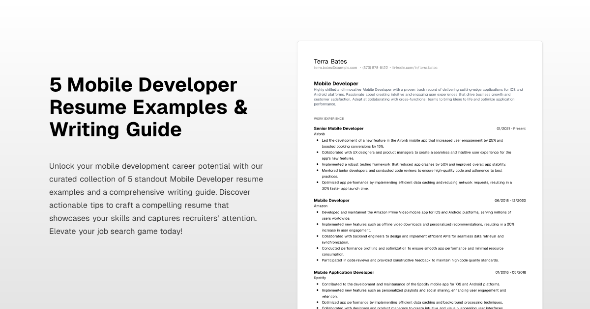 5 Mobile Developer Resume Examples & Writing Guide