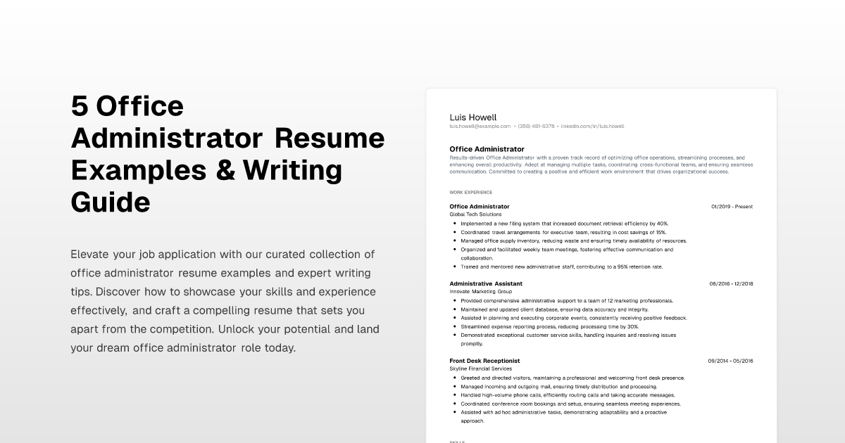 5 Office Administrator Resume Examples & Writing Guide