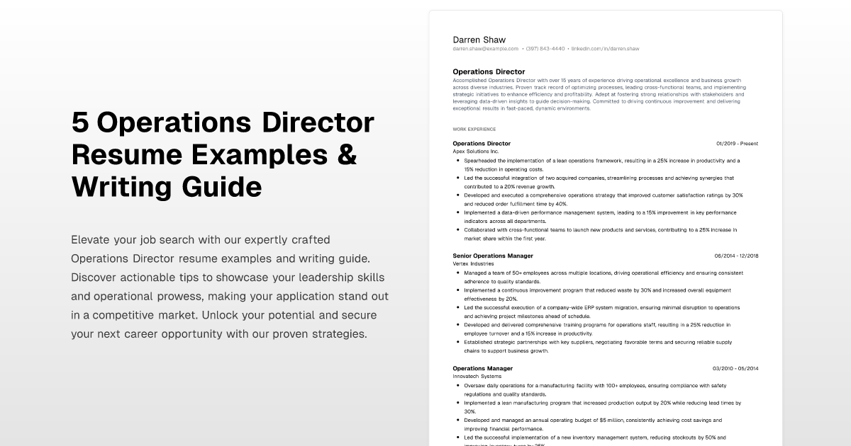 5 Operations Director Resume Examples & Writing Guide