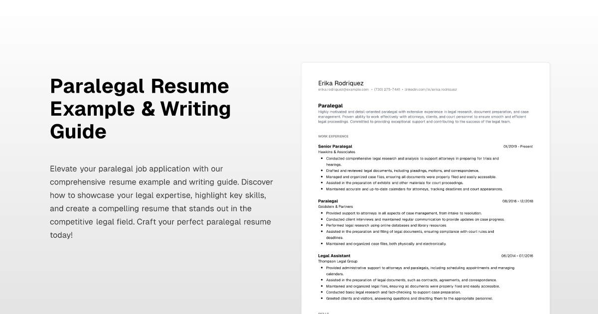 Paralegal Resume Example & Writing Guide