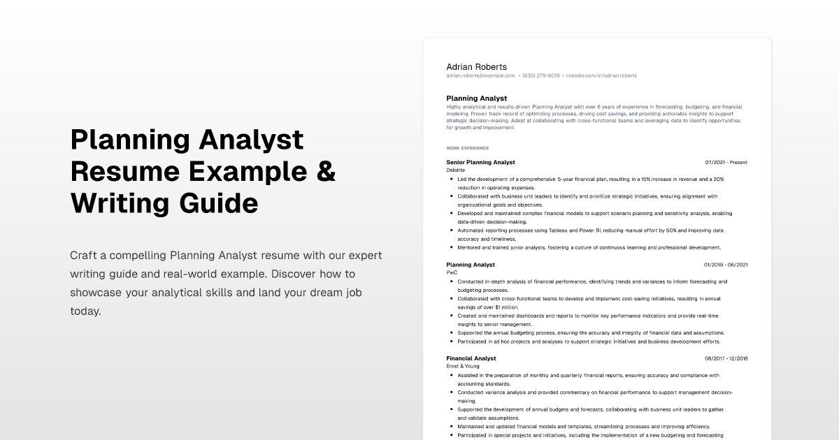 Planning Analyst Resume Example & Writing Guide