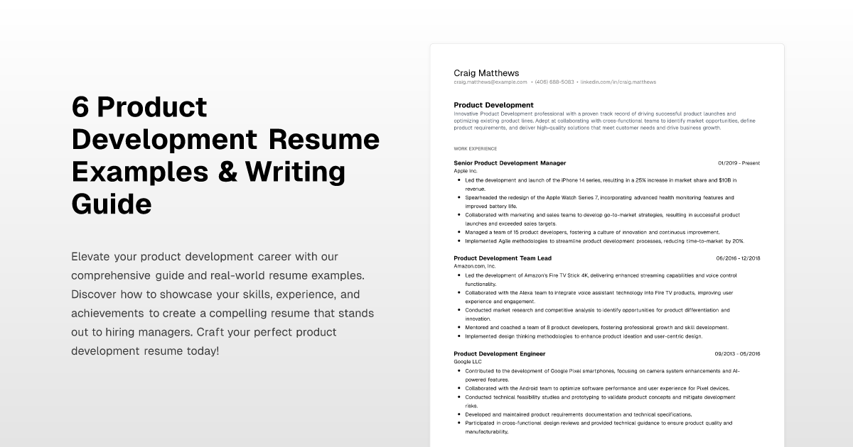 6 Product Development Resume Examples & Writing Guide