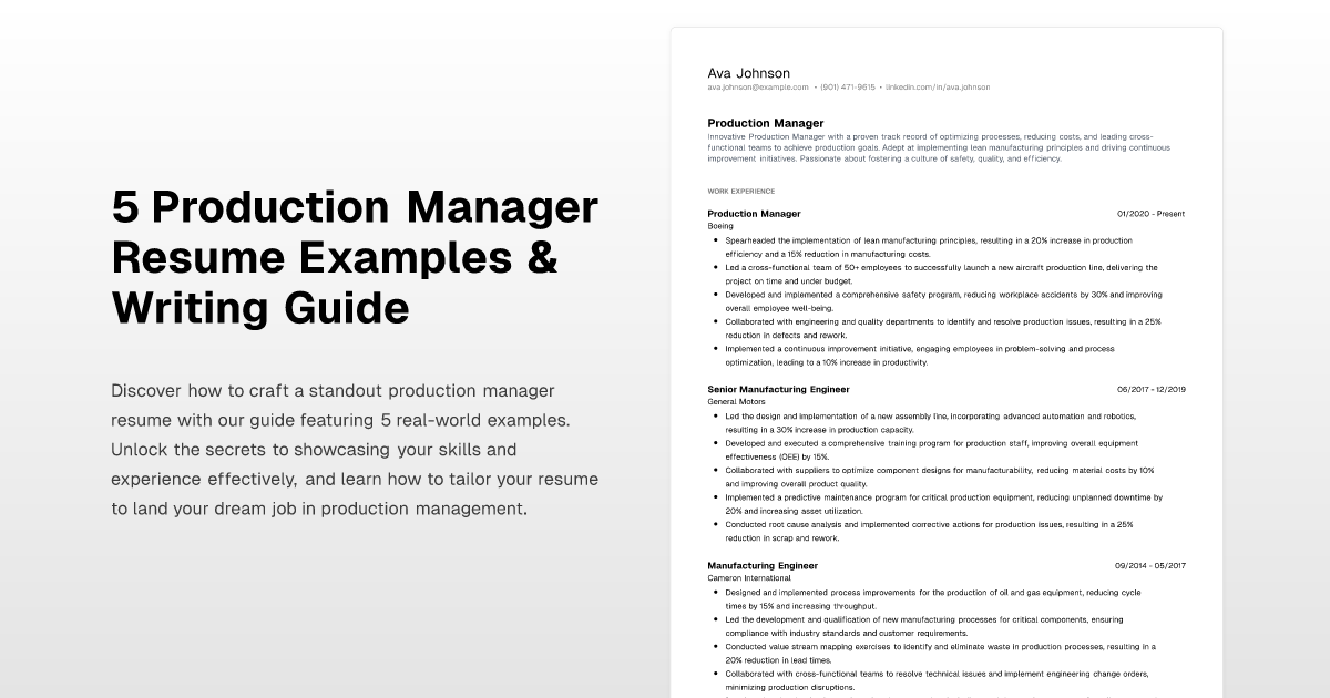 5 Production Manager Resume Examples & Writing Guide