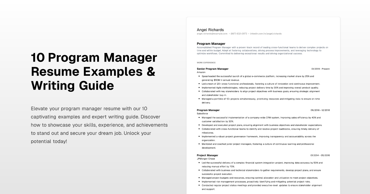 10 Program Manager Resume Examples & Writing Guide