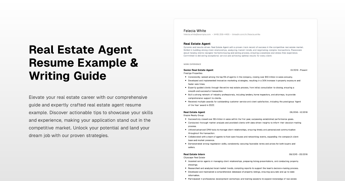 Real Estate Agent Resume Example & Writing Guide