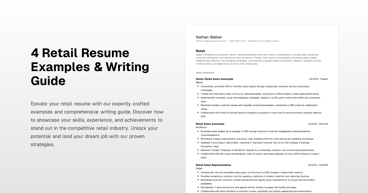4 Retail Resume Examples & Writing Guide