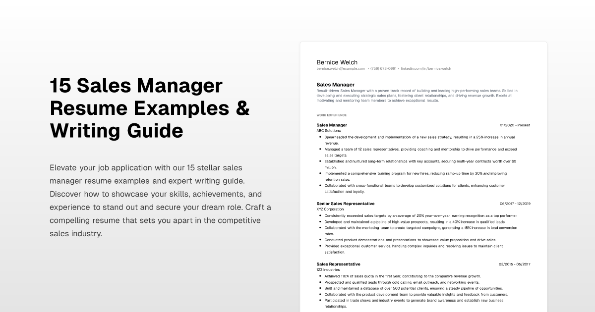 15 Sales Manager Resume Examples & Writing Guide