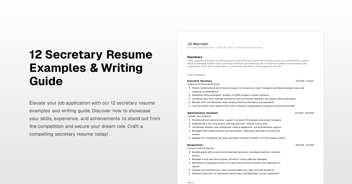 12 Secretary Resume Examples & Writing Guide
