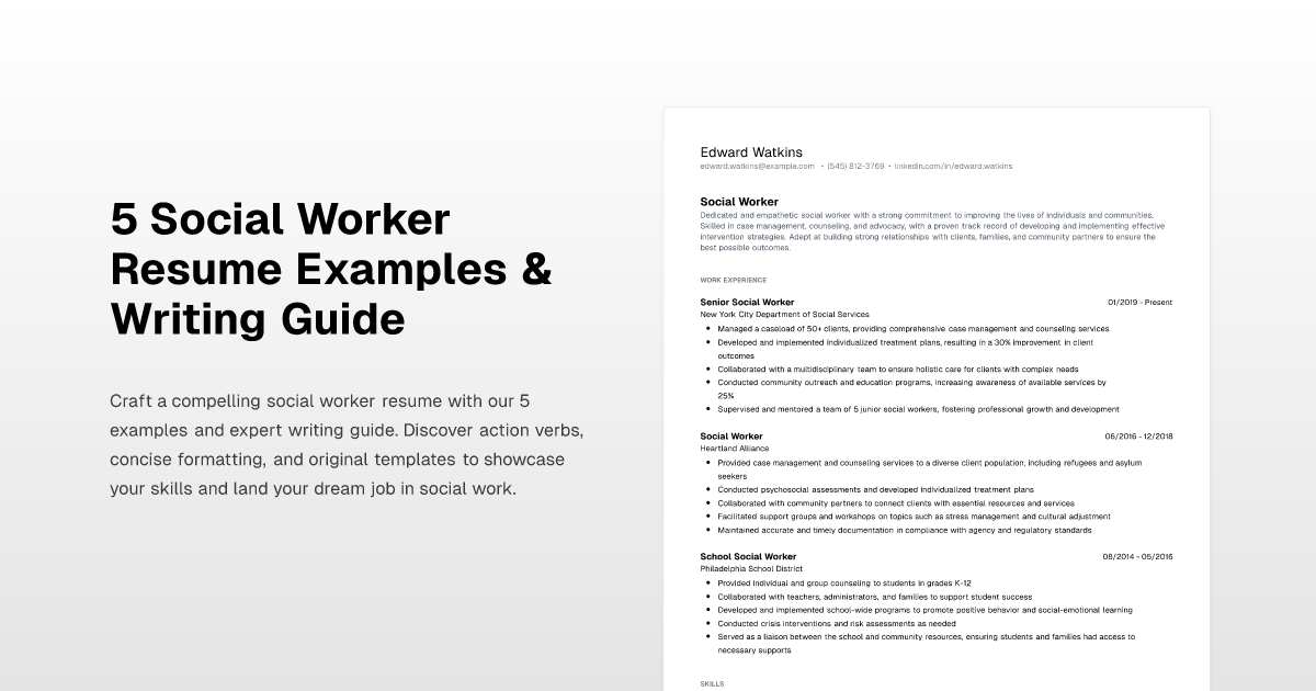 5 Social Worker Resume Examples & Writing Guide