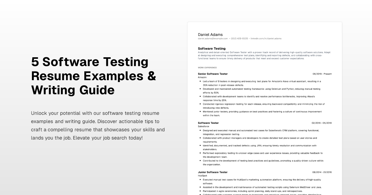 5 Software Testing Resume Examples And Writing Guide