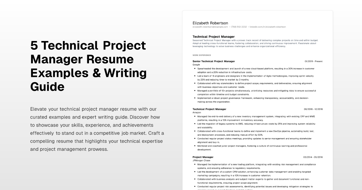 5 Technical Project Manager Resume Examples & Writing Guide