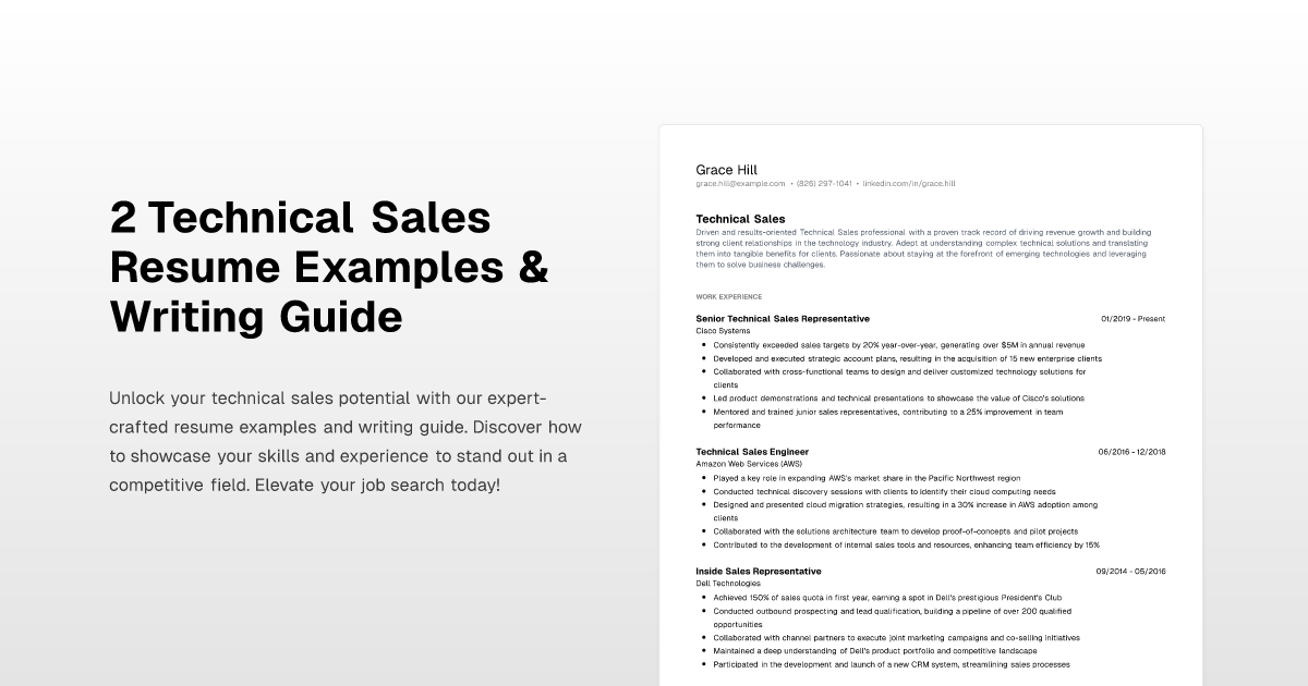 2 Technical Sales Resume Examples & Writing Guide