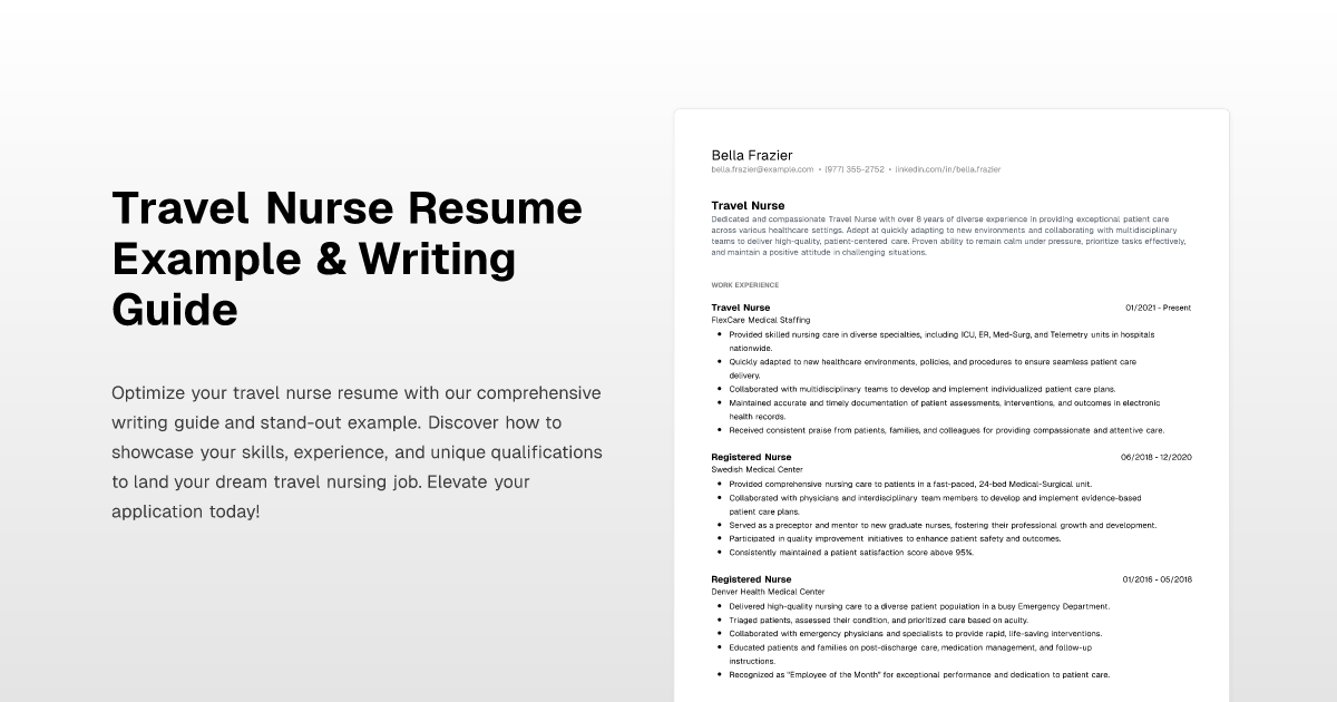 Travel Nurse Resume Example & Writing Guide