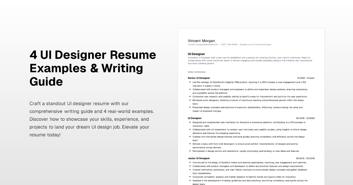 4 UI Designer Resume Examples & Writing Guide