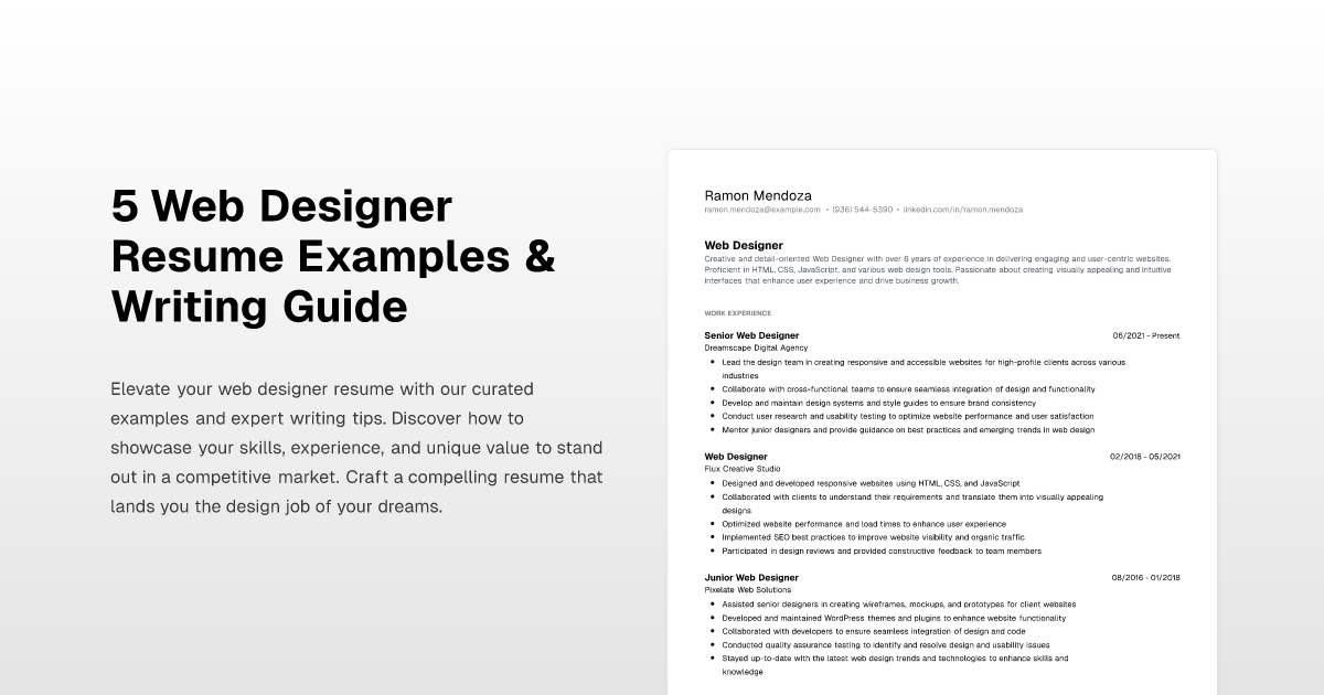 5 Web Designer Resume Examples & Writing Guide