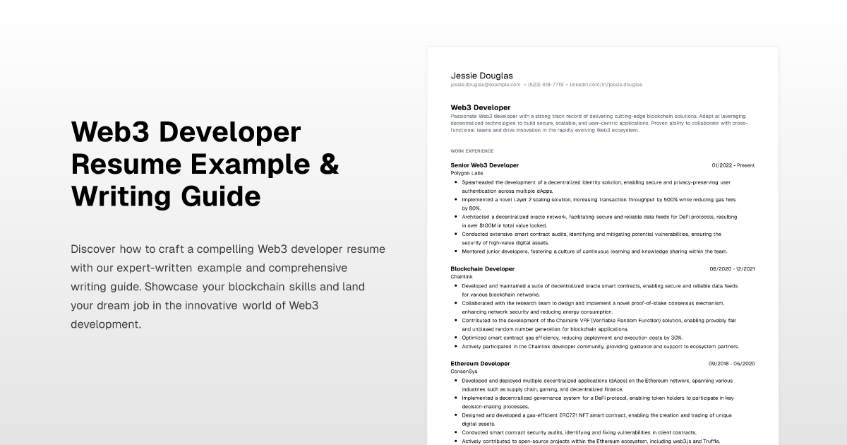 Web3 Developer Resume Example & Writing Guide